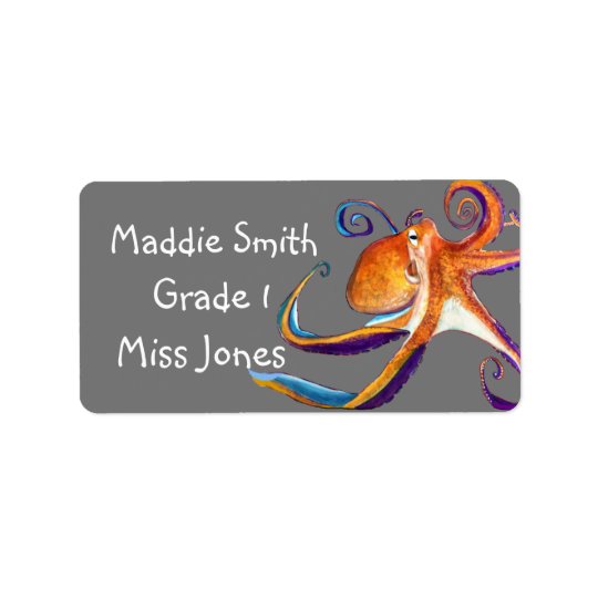 Cute octopus cute name book labels | Zazzle.co.uk