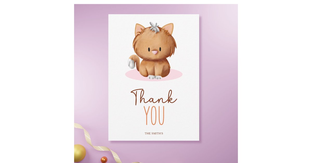 Cute Orange Cat Typography Thank You Card | Zazzle
