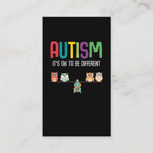 Cute Owl Autism Awareness Puzzle Autistic Kid Business Card | Zazzle
