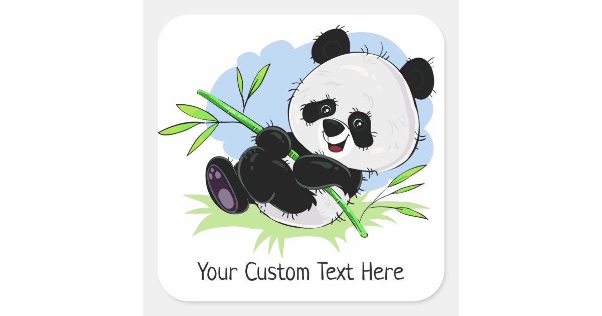 Cute Panda custom text stickers | Zazzle