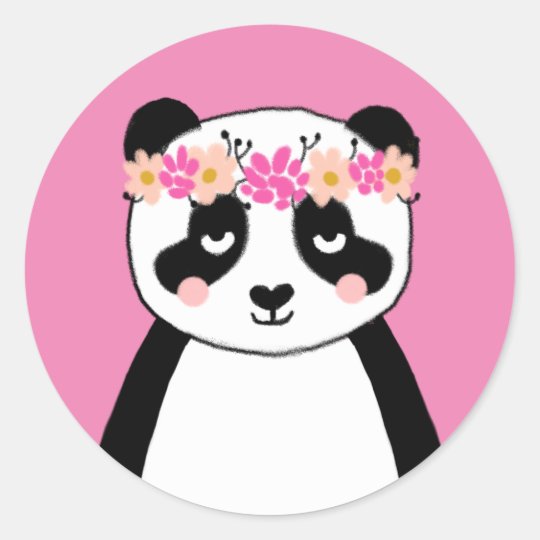 Cute panda stickers - pink flowers | Zazzle.co.uk