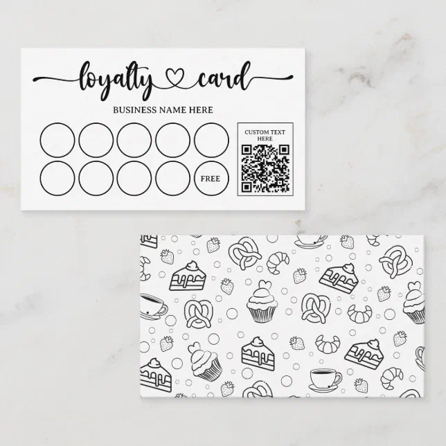 Cute Pastries Bakery Coffee Shop QR Code Loyalty Card | Zazzle