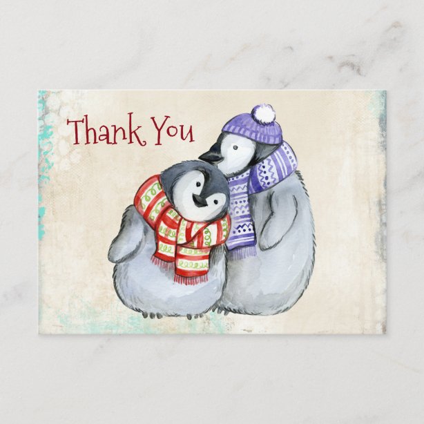 Cute Penguin Thank You Cards | Zazzle UK