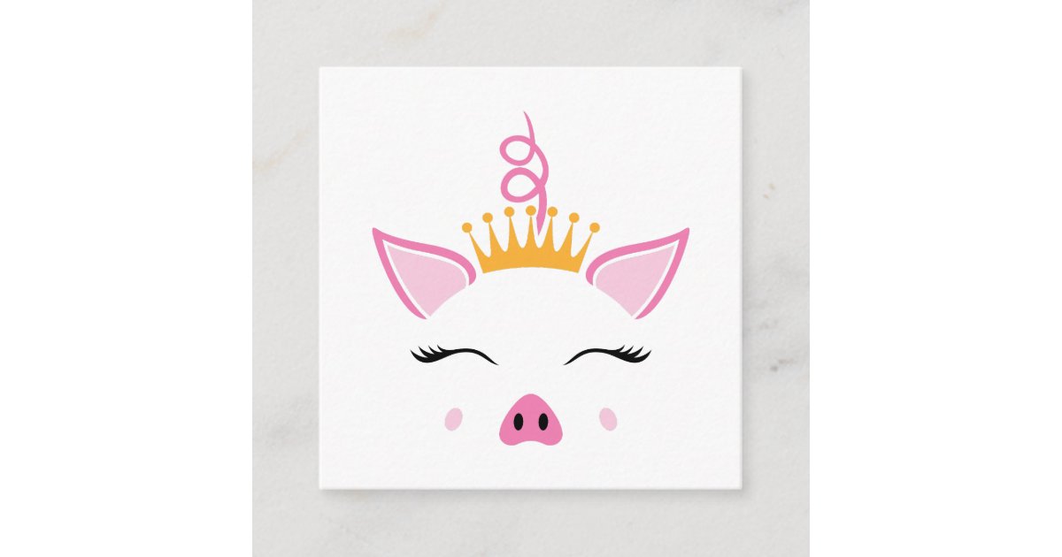 Cute Pig Princess With Crown on Enclosure Card | Zazzle