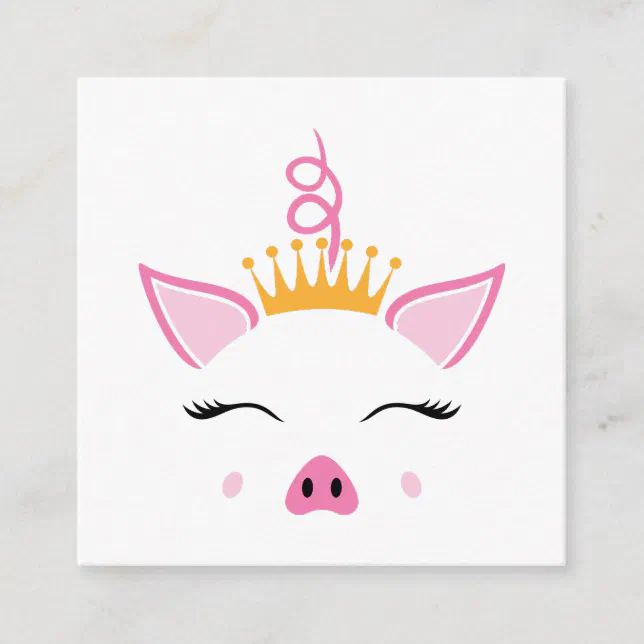 Cute Pig Princess With Crown on Enclosure Card | Zazzle