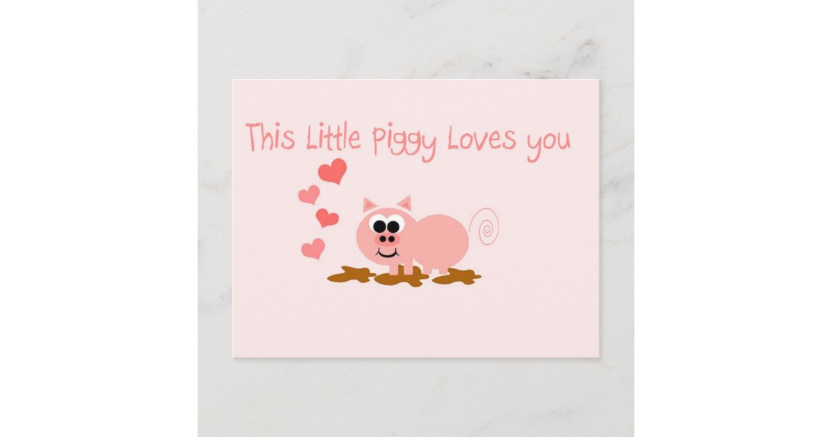 Cute Pig Valentine's Day Postcard | Zazzle