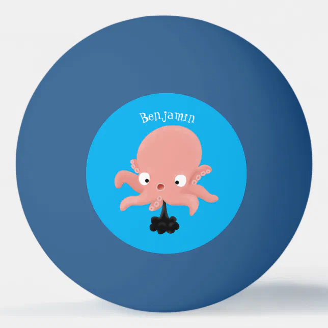 Cute pink baby octopus cartoon humour ping pong ball | Zazzle