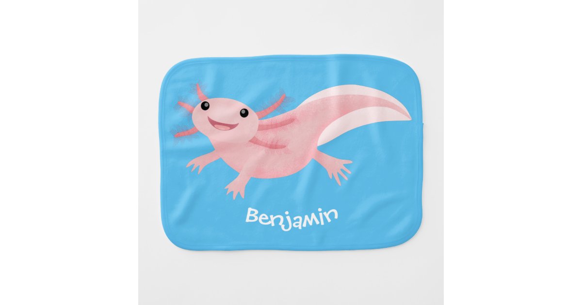 Cute pink happy axolotl burp cloth | Zazzle