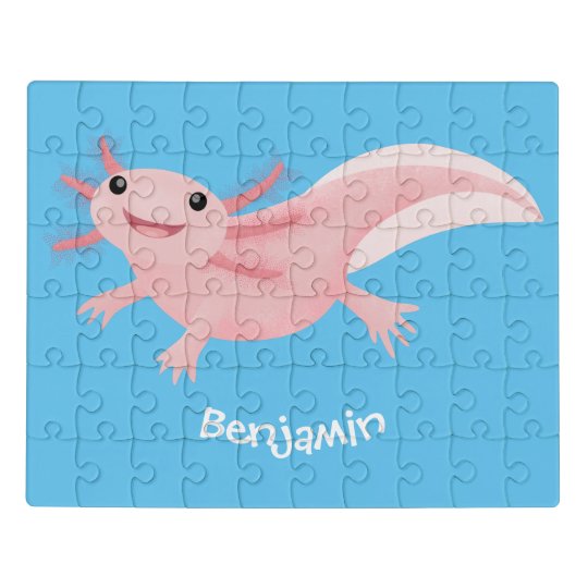 Cute pink happy axolotl jigsaw puzzle | Zazzle.co.uk