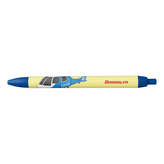 Cute police department helicopter chopper cartoon black ink pen | Zazzle