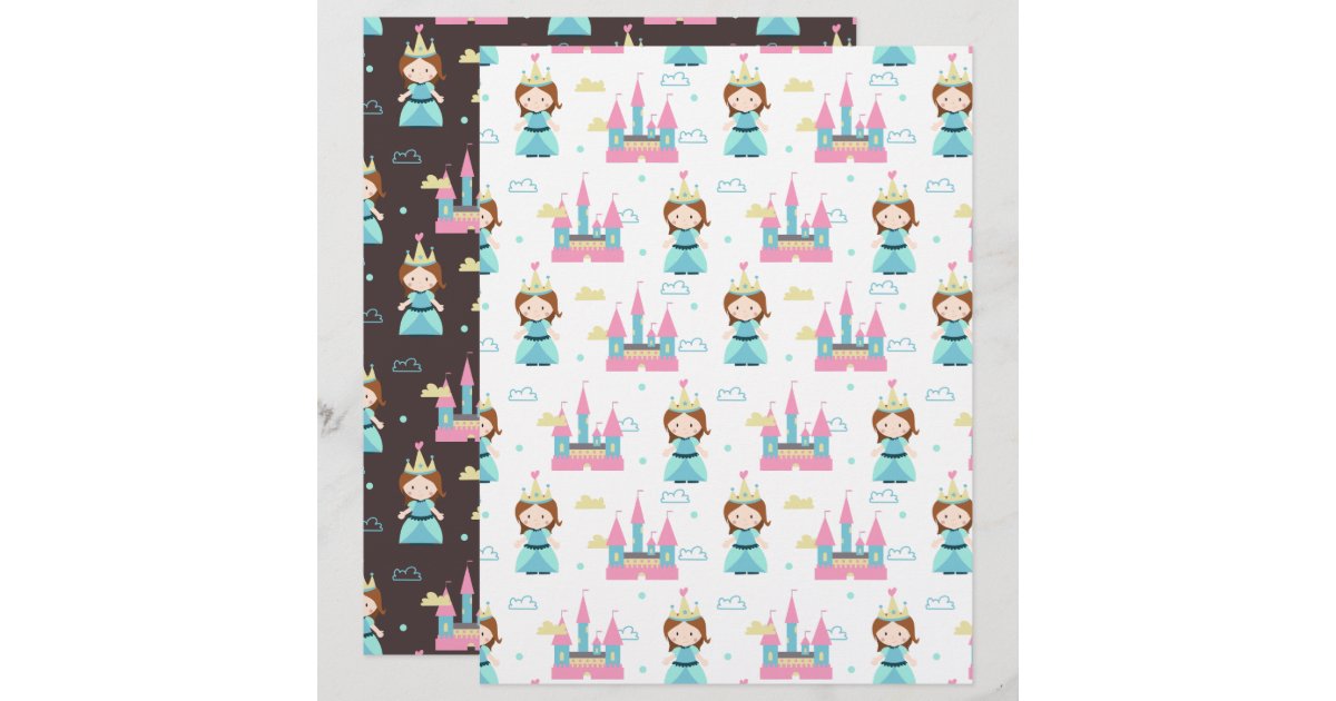 Cute Princess Castle Scrapbook Paper | Zazzle