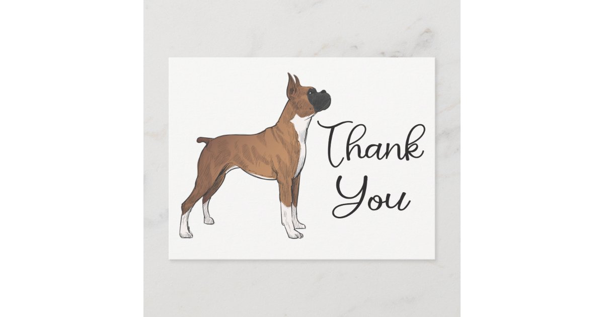 Cute Puppy Cartoon Boxer Dog Thank You Postcard | Zazzle