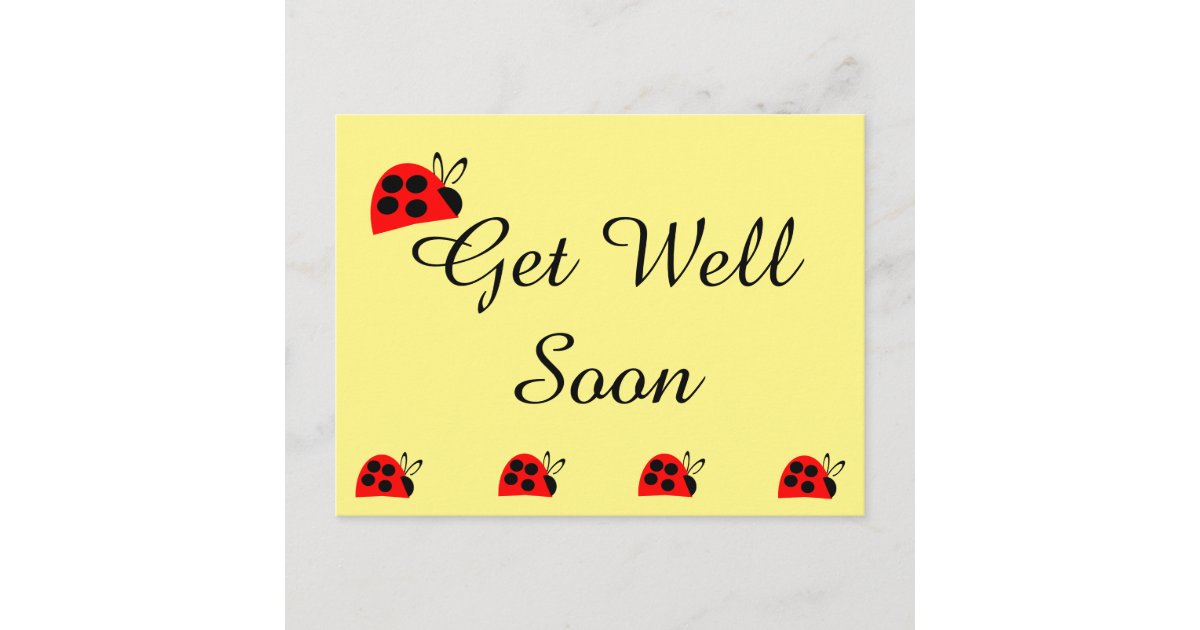 Cute Red Ladybug Get Well Soon Postcard | Zazzle