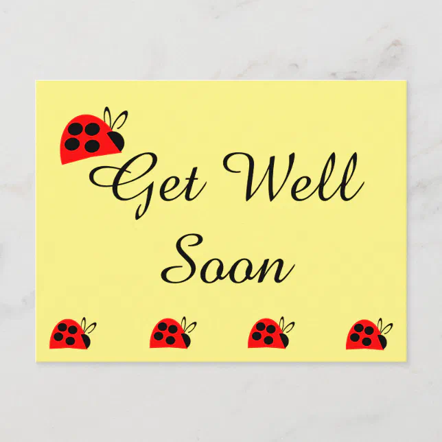 Cute Red Ladybug Get Well Soon Postcard | Zazzle