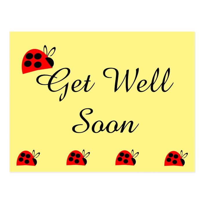 Cute Red Ladybug Get Well Soon Postcard | Zazzle.co.uk