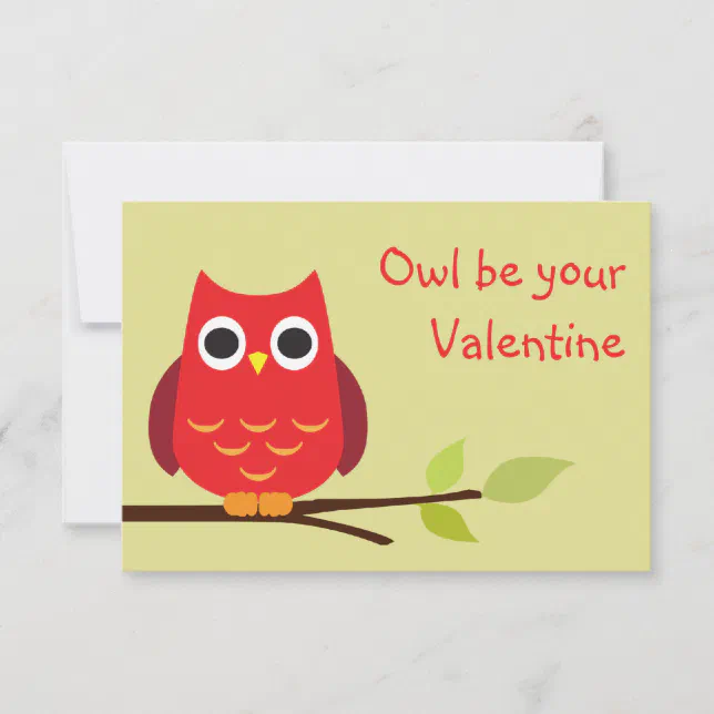 Cute red owl classroom valentine exchange for kids invitation | Zazzle