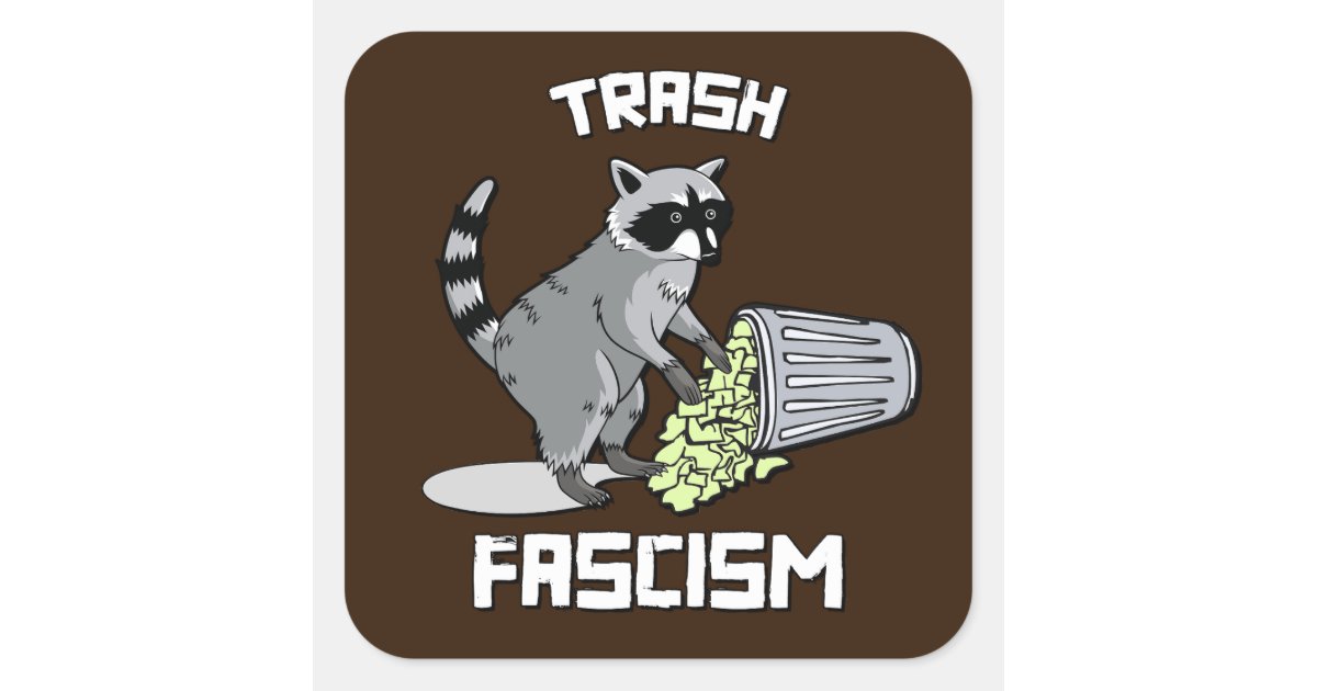 Cute Retro Racoon - Trash Fascism Square Sticker | Zazzle