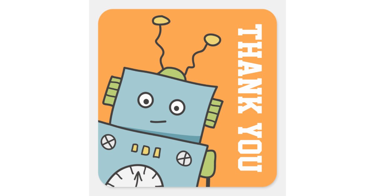 Cute Robot Thank You Stickers | Zazzle