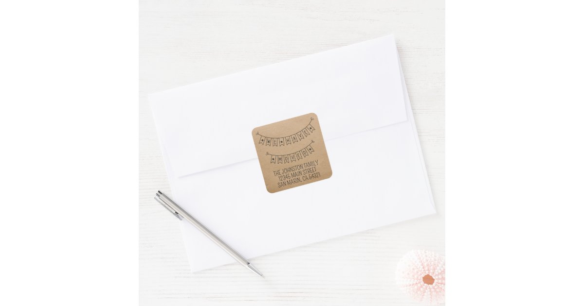 Cute Rustic We Have Moved Heart New Home Square Sticker | Zazzle