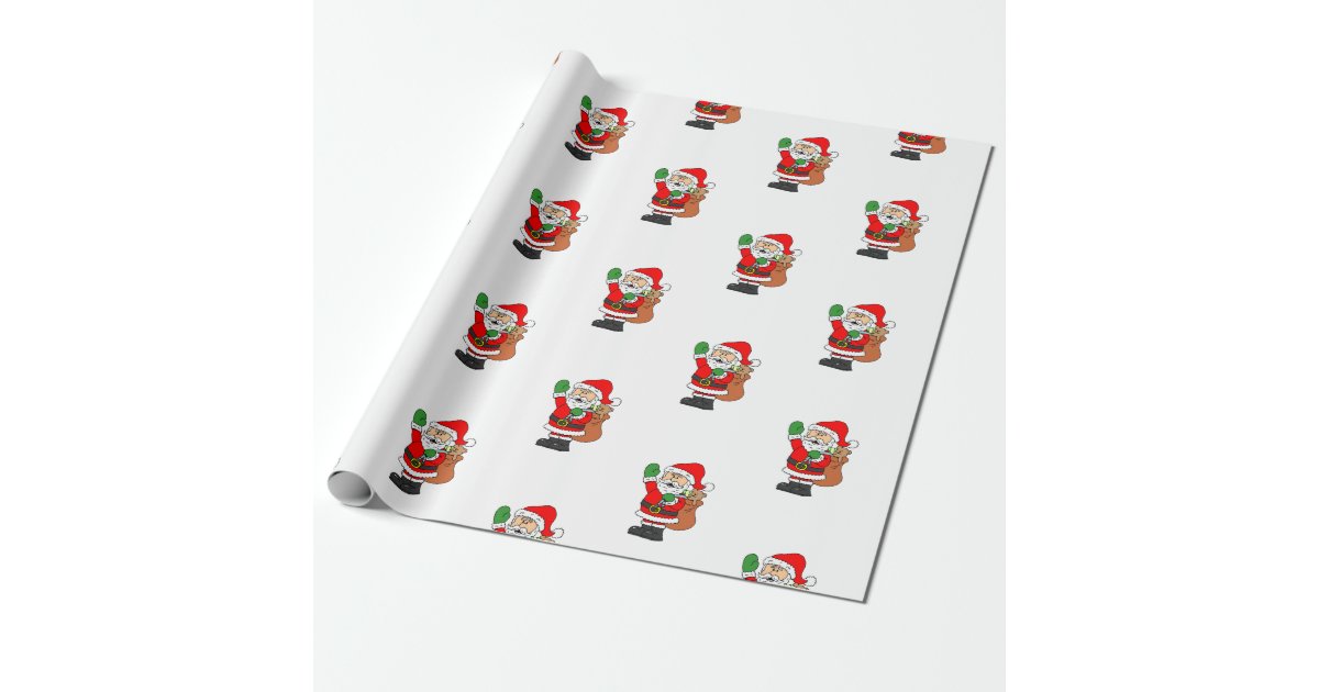 Cute Santa Cartoon Christmas Wrapping Paper | Zazzle