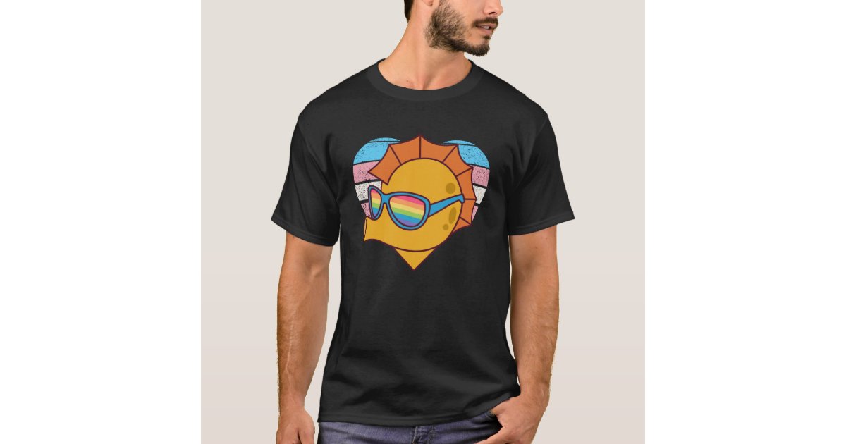 Cute Seahorse Pride Trans Flag Rainbow Sunglasses T-Shirt | Zazzle