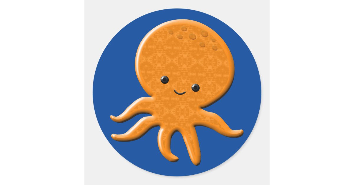 Cute Shiny Octopus Cartoon Classic Round Sticker | Zazzle