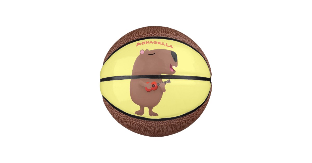 Cute singing capybara ukulele cartoon illustration mini basketball | Zazzle