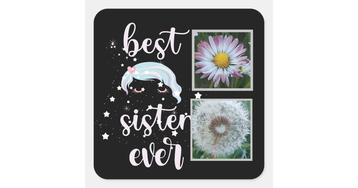 Cute Sister Photo Template Square Sticker | Zazzle