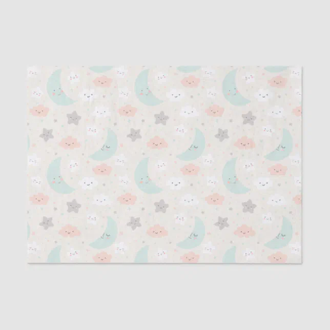 Cute Smiling Pastel Sky Pattern Tissue Paper | Zazzle