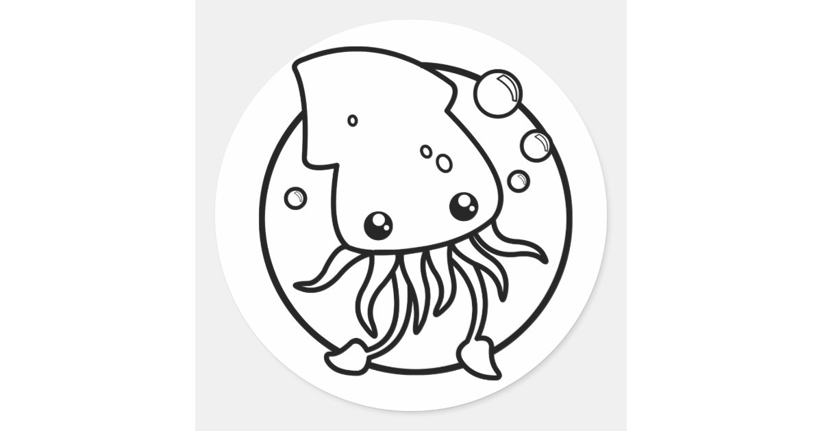 Cute Squid Sticker | Zazzle