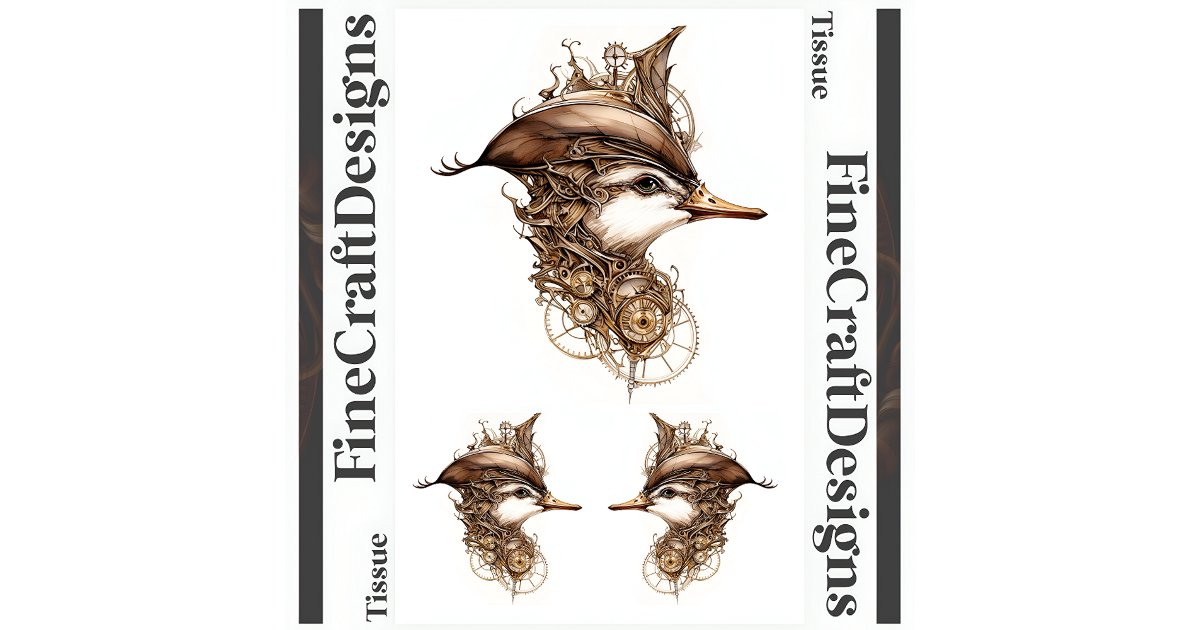 Cute Steampunk Duck Gears Cogs Hat Decoupage R 139 Tissue Paper | Zazzle