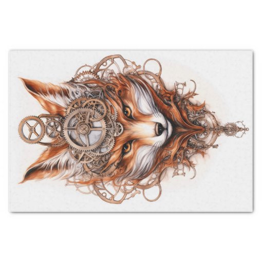 Cute Steampunk Fox 116 Decoupage Tissue Paper | Zazzle