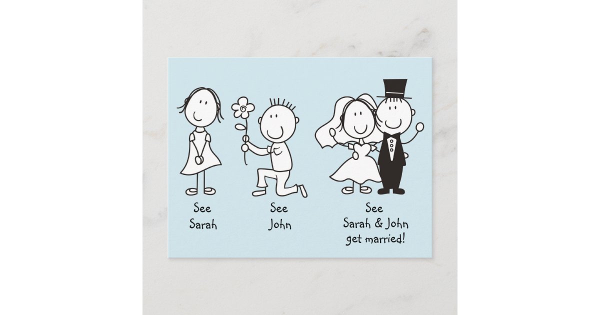 Cute Stick Figures Save the Date Postcards | Zazzle