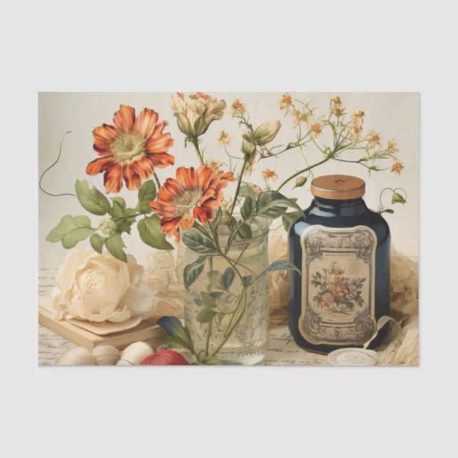 Cute still life lovers decoupage tissue paper | Zazzle