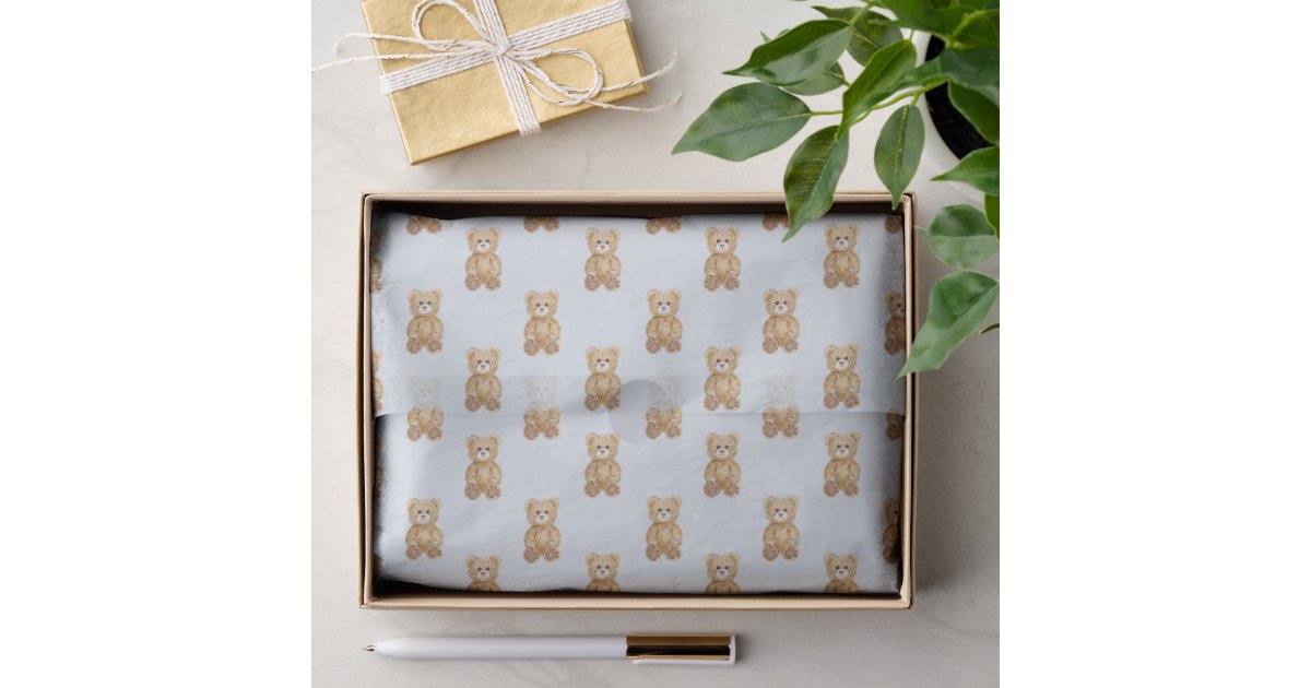 Cute Teddy Bear Baby Blue Baby Shower Tissue Paper | Zazzle