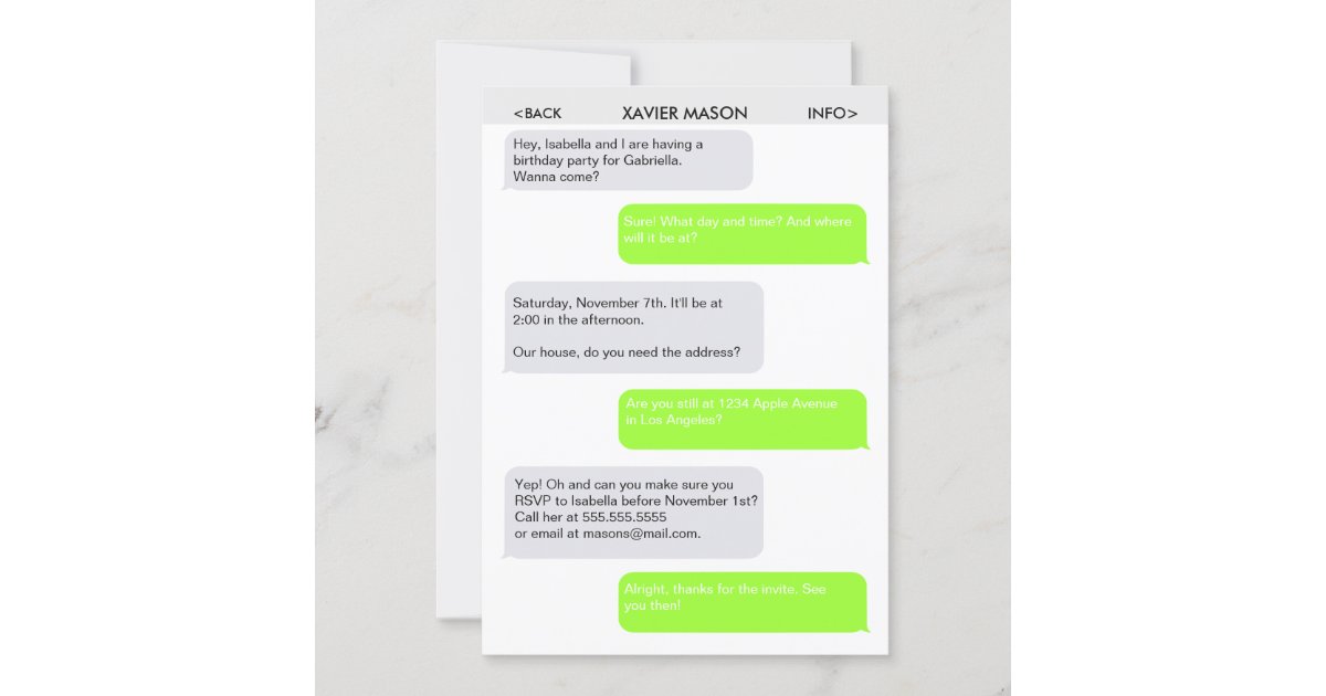 Cute Text Message Party Invitation | Zazzle