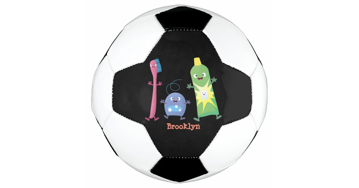 Cute toothbrush toothpaste dental floss cartoon football | Zazzle