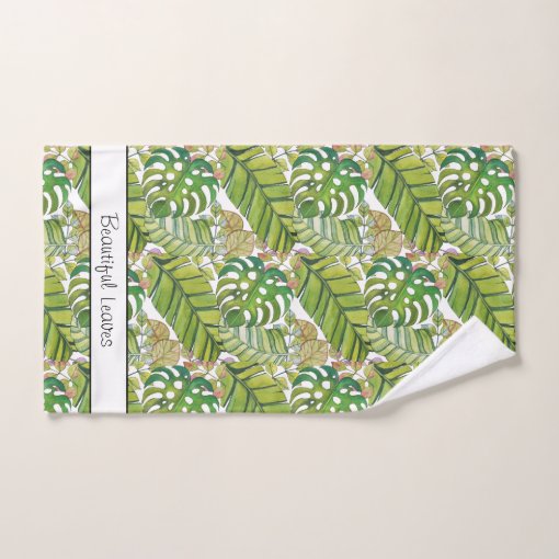Cute Tropical Leaves In Watercolor Bath Towel Set | Zazzle