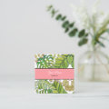 Cute Tropical Leaves In Watercolor Square Business Card | Zazzle