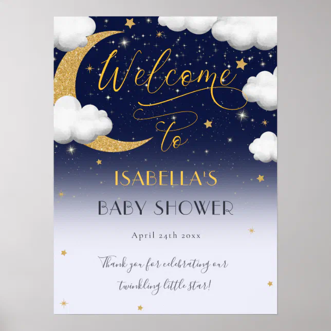 Cute Twinkle Twinkle Little Star Baby Shower Poster | Zazzle