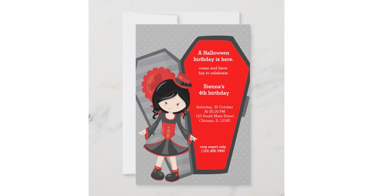 Cute vampire birthday invitation | Zazzle