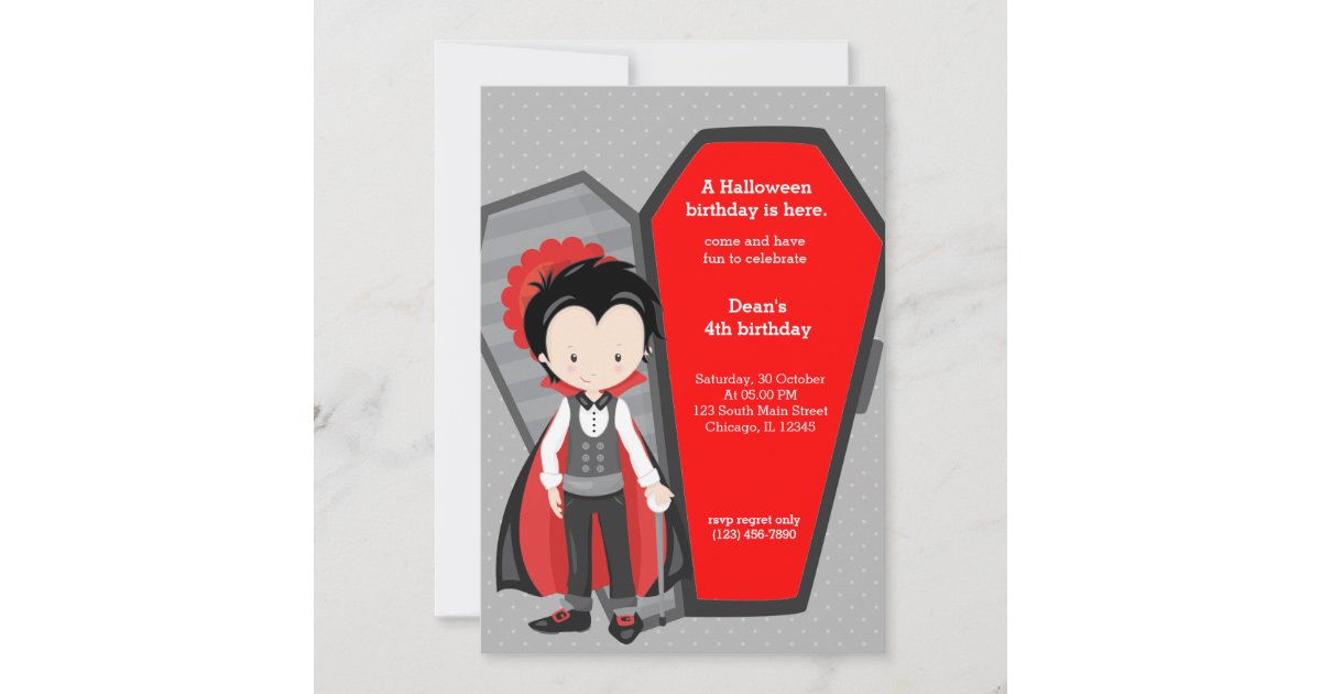Cute vampire birthday invitation | Zazzle