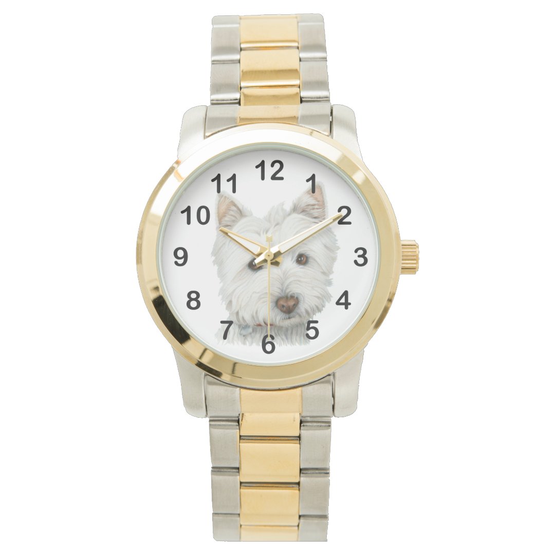 Cute Westie Dog Art Watch | Zazzle