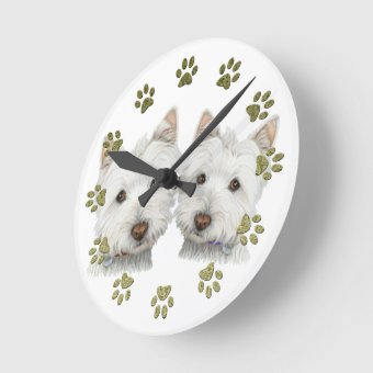 Cute Westie Dogs Clock | Zazzle