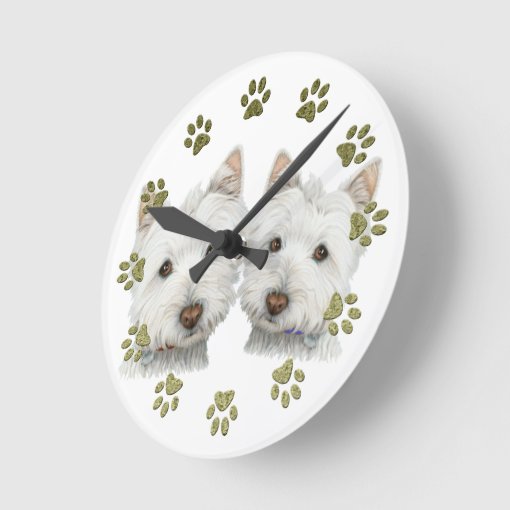 Cute Westie Dogs Clock | Zazzle