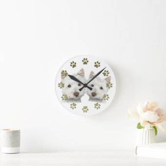 Cute Westie Dogs Clock | Zazzle
