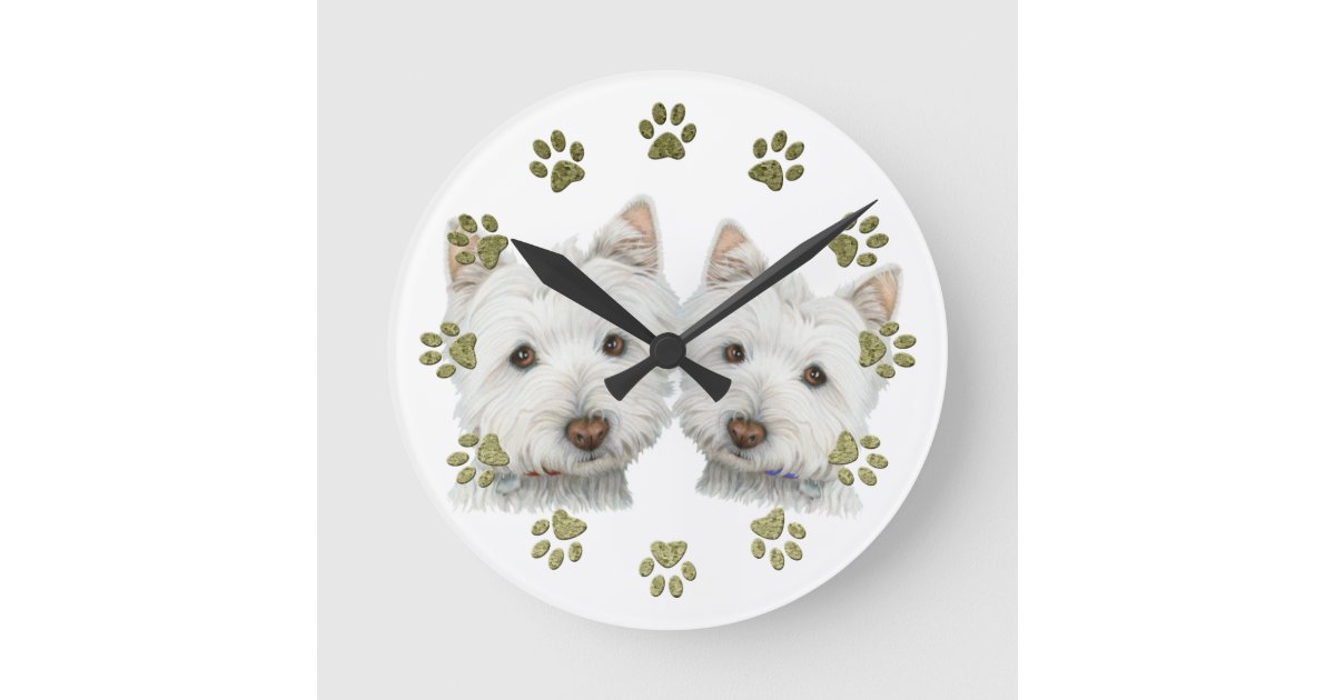 Cute Westie Dogs Clock | Zazzle