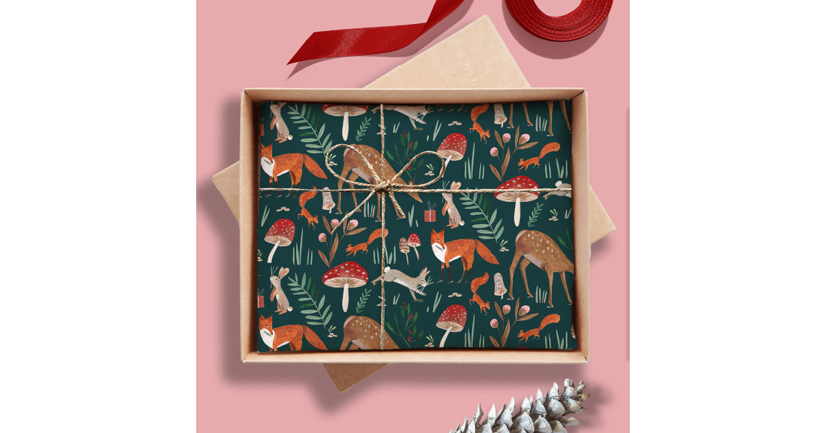 Cute Woodland Animals Green Christmas Forest Tissue Paper | Zazzle