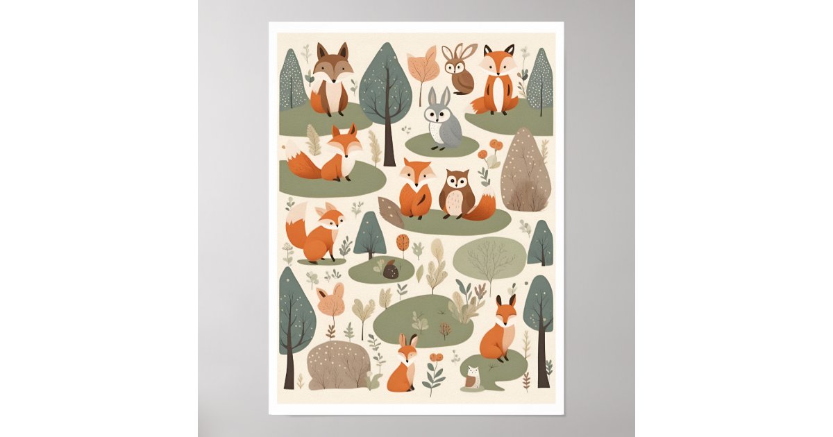 Cute Woodland Animals Poster | Zazzle