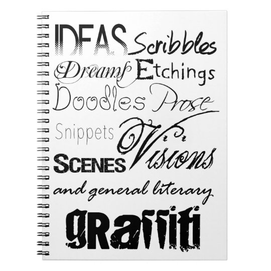 Cute Writing Typography Graffiti Scribbles Notebook | Zazzle.co.uk